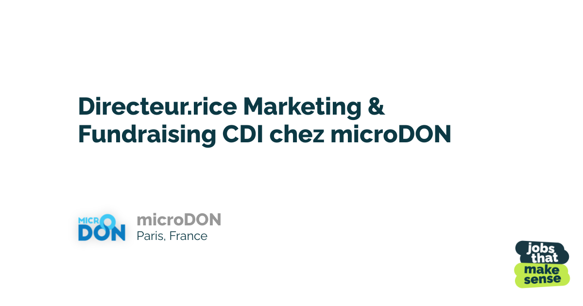 Permanent Marketing & Fundraising Director at microDON - Paris ...