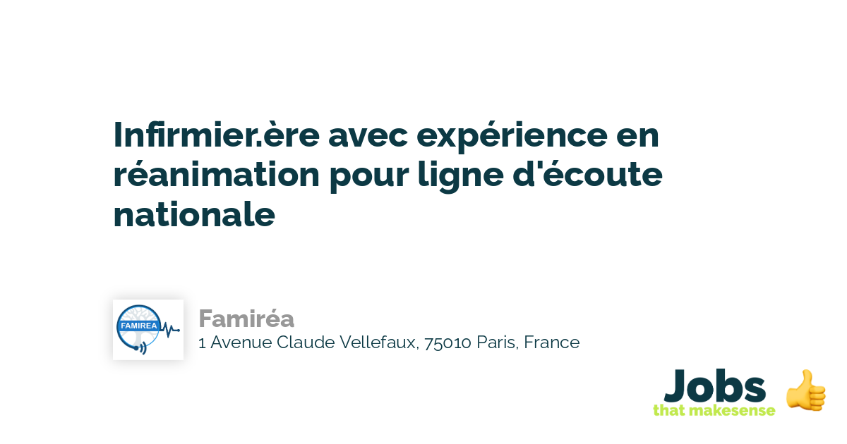 Infirmier.ère avec expérience en réanimation pour ligne d'écoute ...