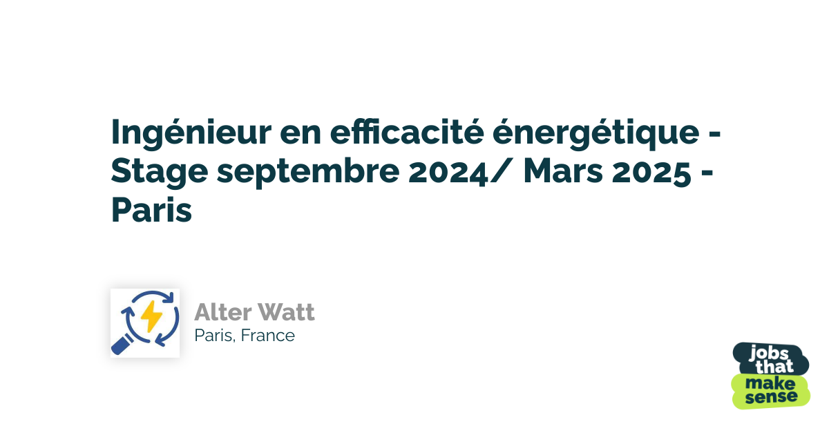 Energy efficiency engineer - Internship September 2024/March 2025 ...