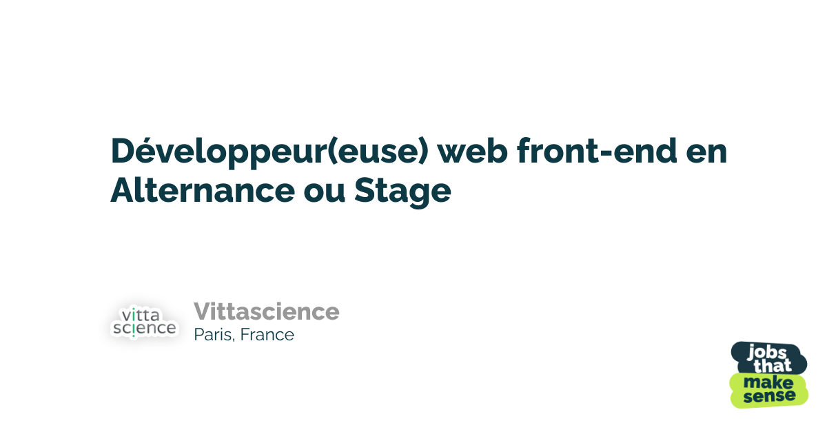 Développeur(euse) web front-end en Alternance ou Stage - Paris ...