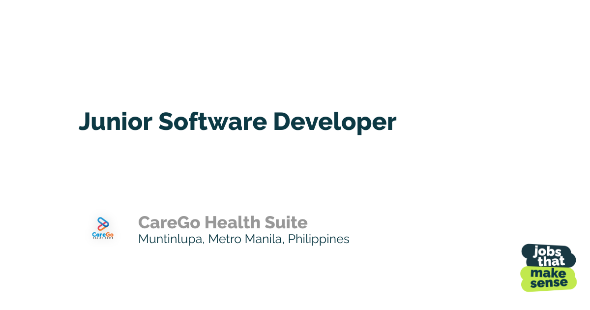 Junior Software Developer - Muntinlupa - CareGo Health Suite - 14/07 ...