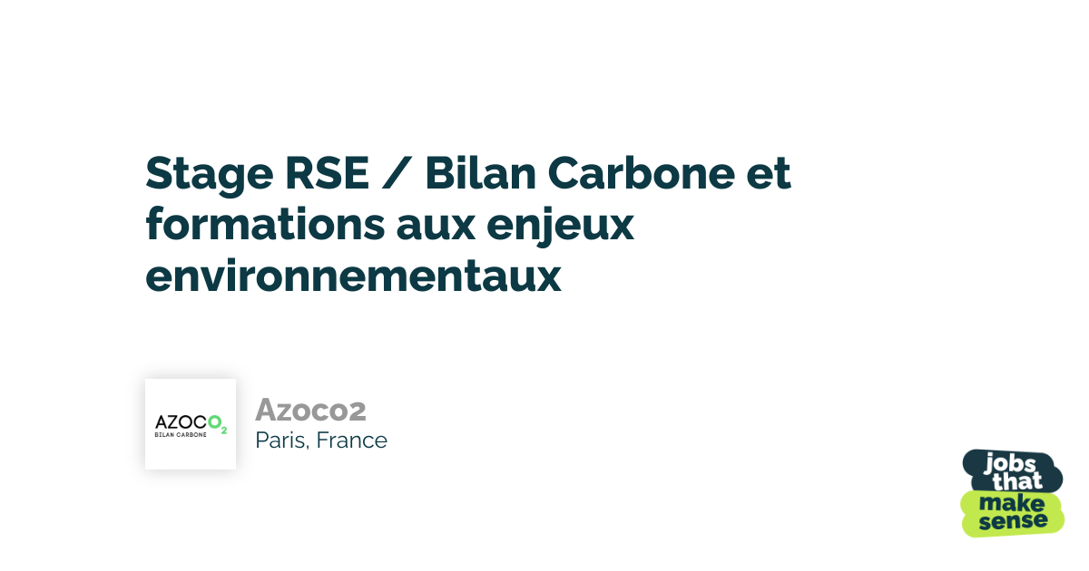 Stage RSE / Bilan Carbone et formations aux enjeux environnementaux ...