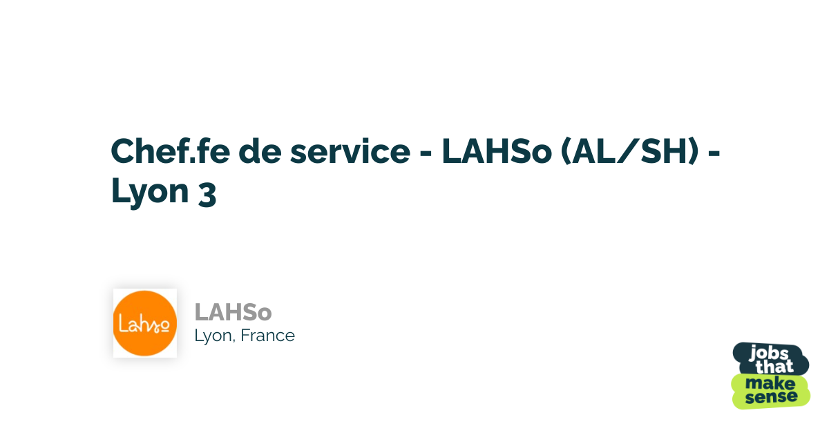 Establishment Manager - CHRS Bell'Aub (M/F) - Lyon - LAHSo - 09/10/2025 ...