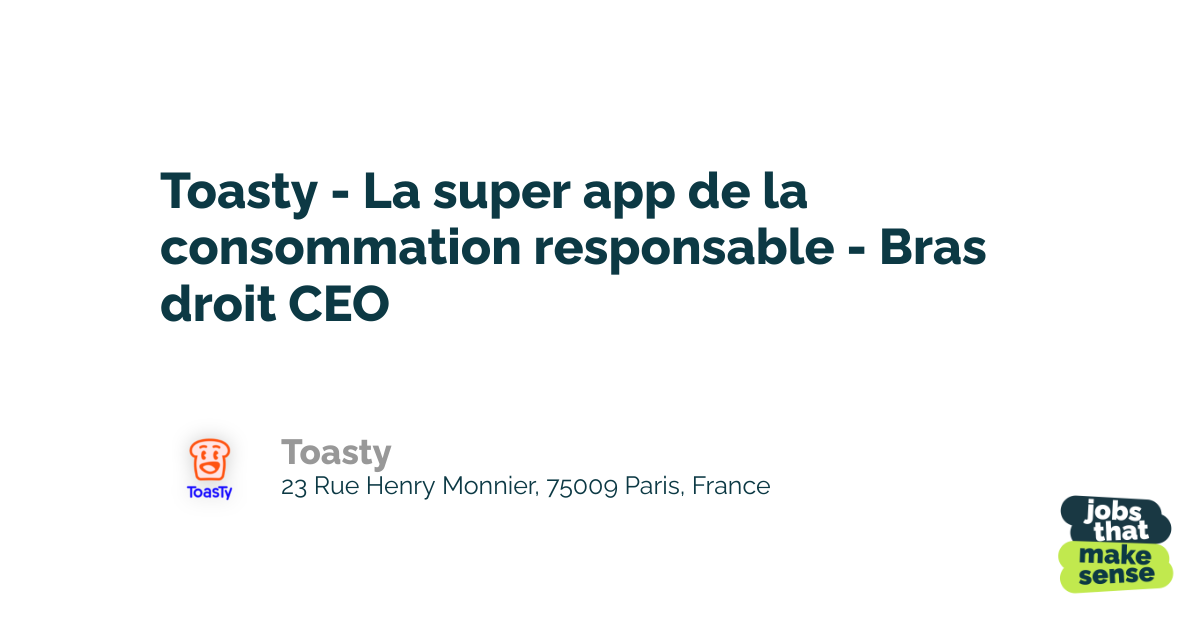 Chief of Staff - Toasty - 6 month internship from June-July 2023 ...