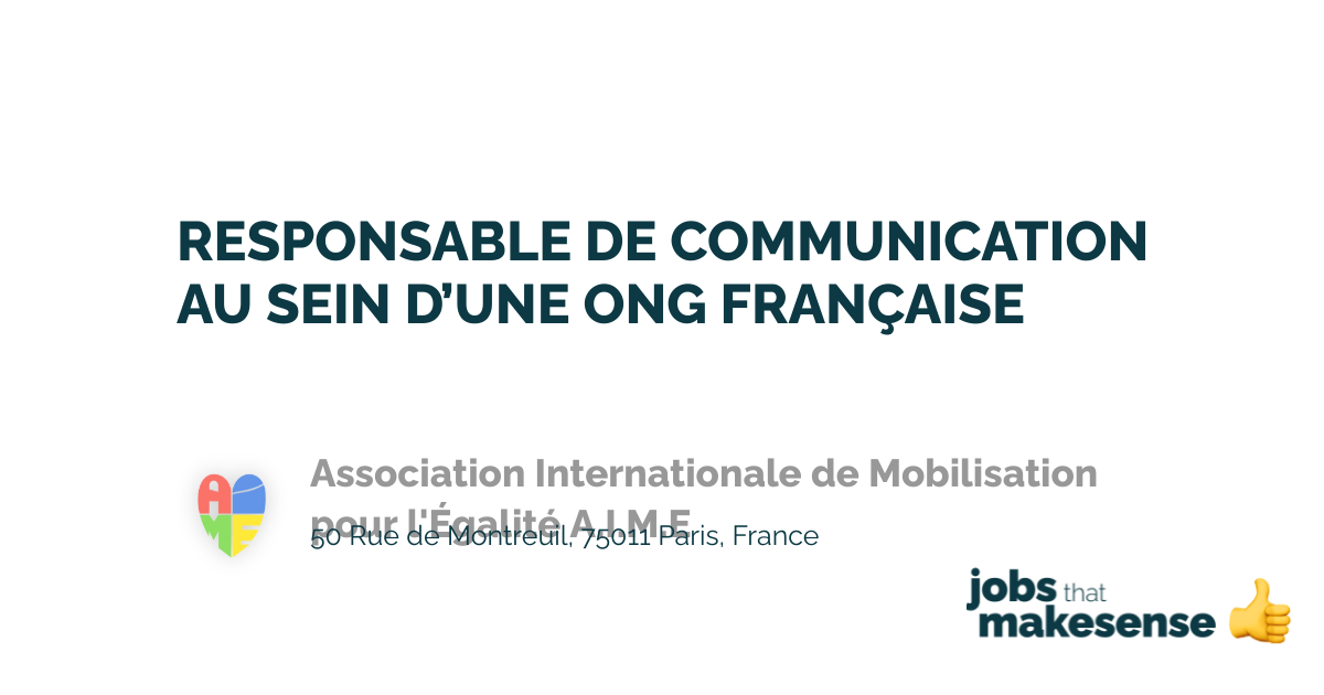 RESPONSABLE DE COMMUNICATION AU SEIN D’UNE ONG FRANÇAISE - Paris ...