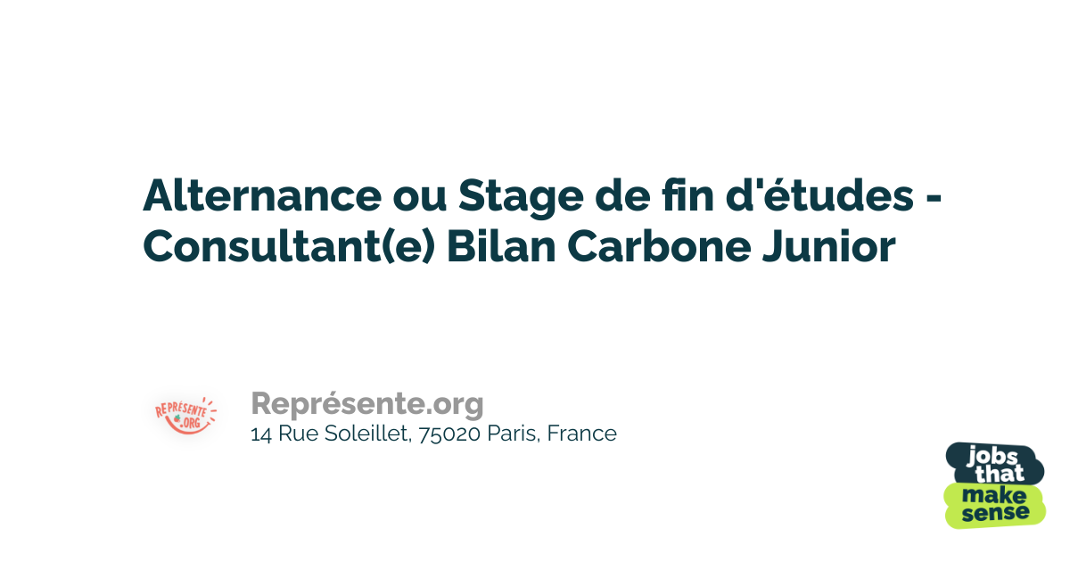 Work-study or end-of-study internship - Junior Carbon Footprint ...