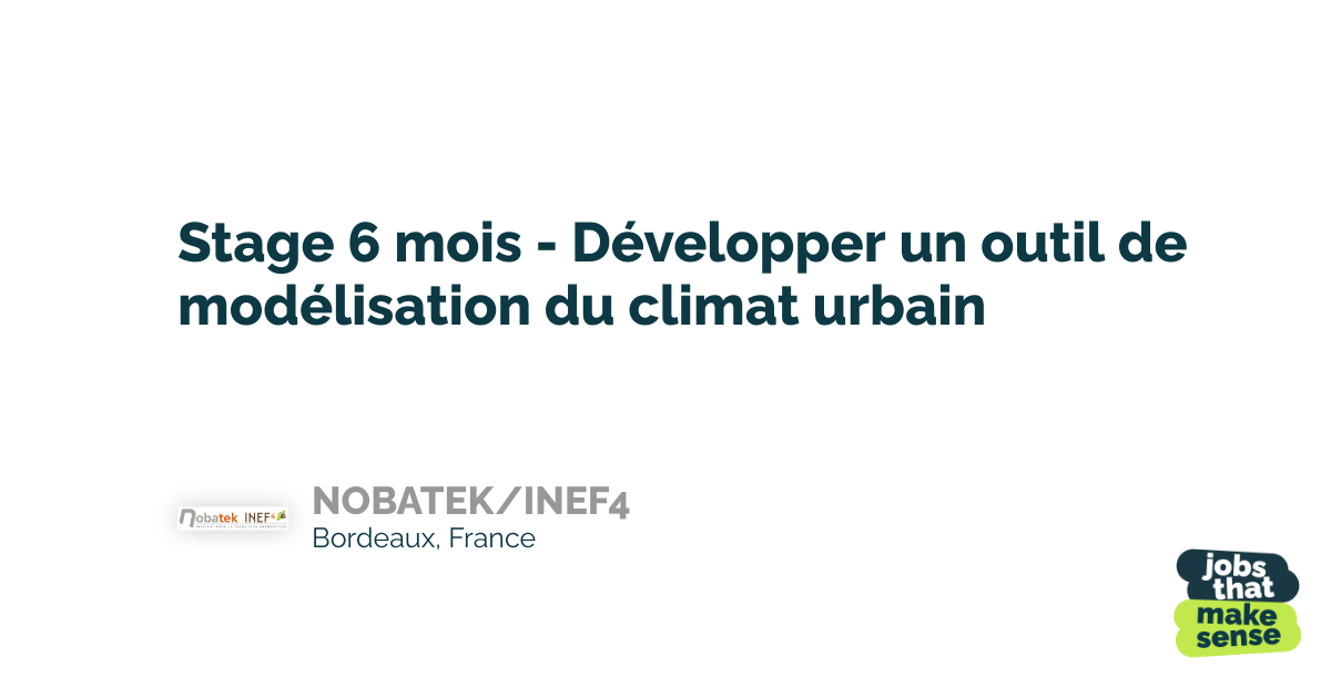 6-month internship - Developing an urban climate modeling tool M/F ...