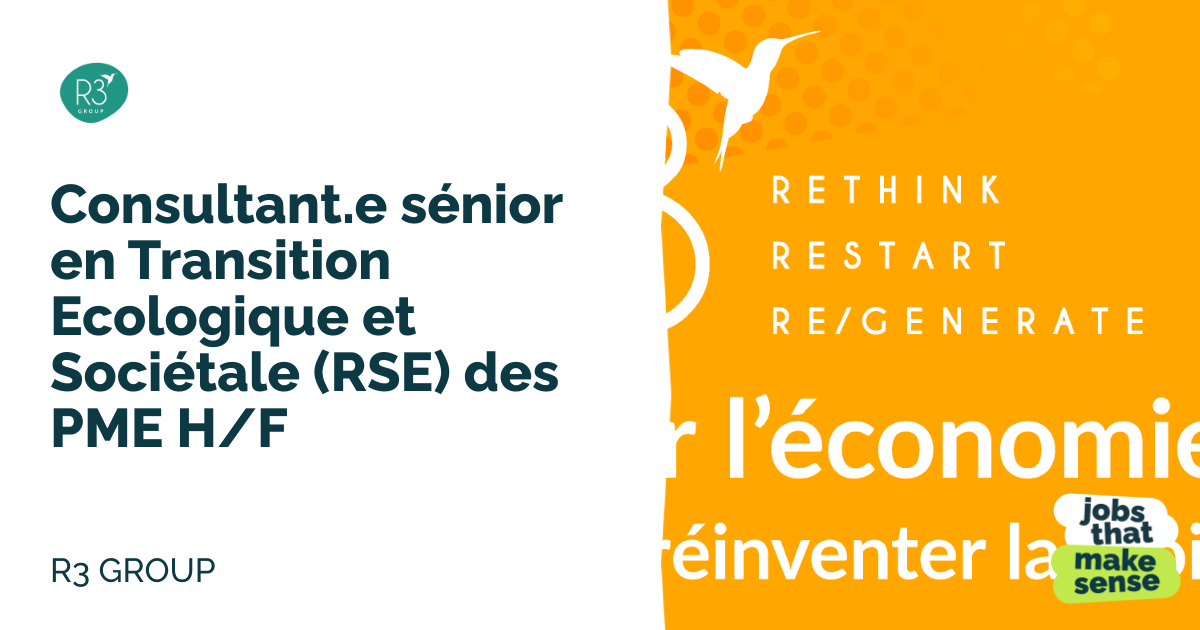 Consultant.e sénior en Transition Ecologique et Sociétale (RSE) des PME ...