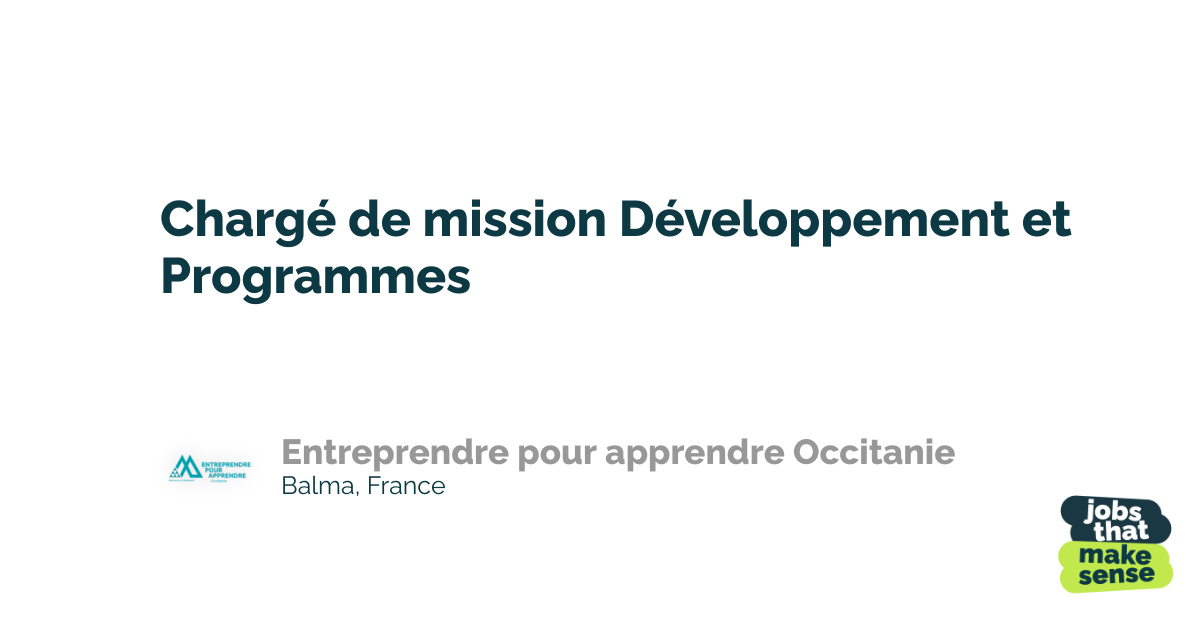 Chargé de mission Développement et Programmes - Balma - Entreprendre ...